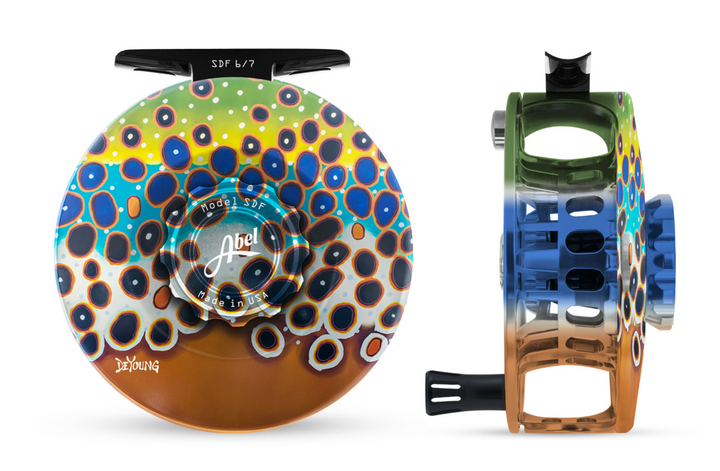 Abel SDF Fly Reel Solid - DeYoung Brown Flank - 5/6 WT with Black Hand ...